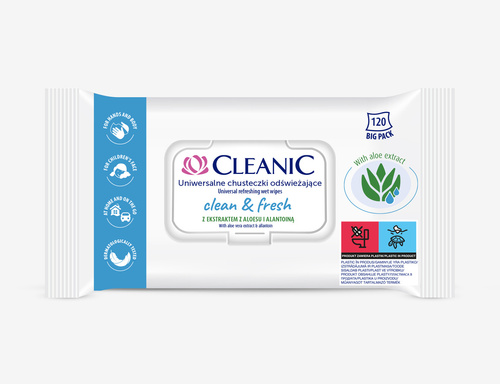 Cleanic Uniwersalne Chusteczki odświeżające Clean&Fresh-120szt ...
